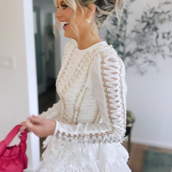 Zimmermann | Dresses | Zimmermann Coaster Beaded Laceup Minidress ...